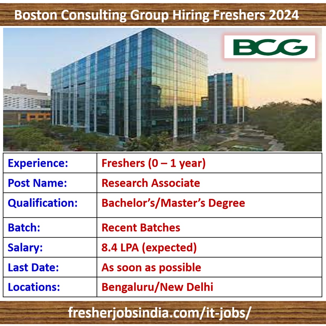 Boston Consulting Group Hiring Freshers 2024 | Research Associates