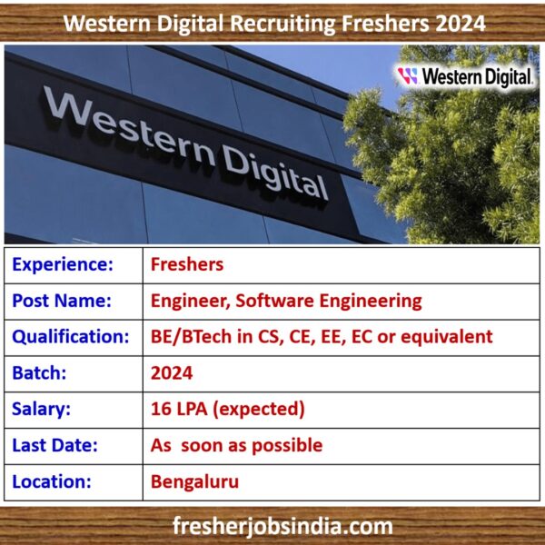 Western Digital Hiring Freshers | Engineer, Software Engineering