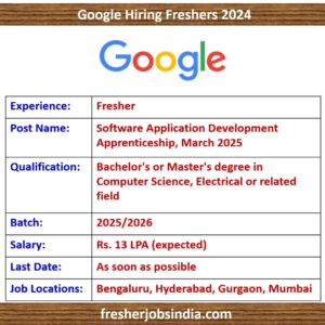 Google Software Application Development Apprenticeship, March 2025