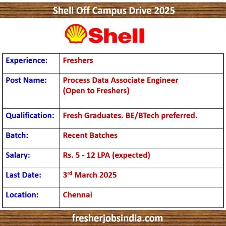 Shell Off Campus Drive 2025 | Process Data Associate Engineer