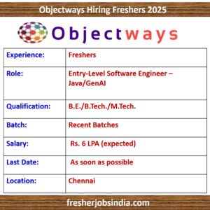 Objectways Hiring Freshers 2025 | Entry-Level Software Engineer